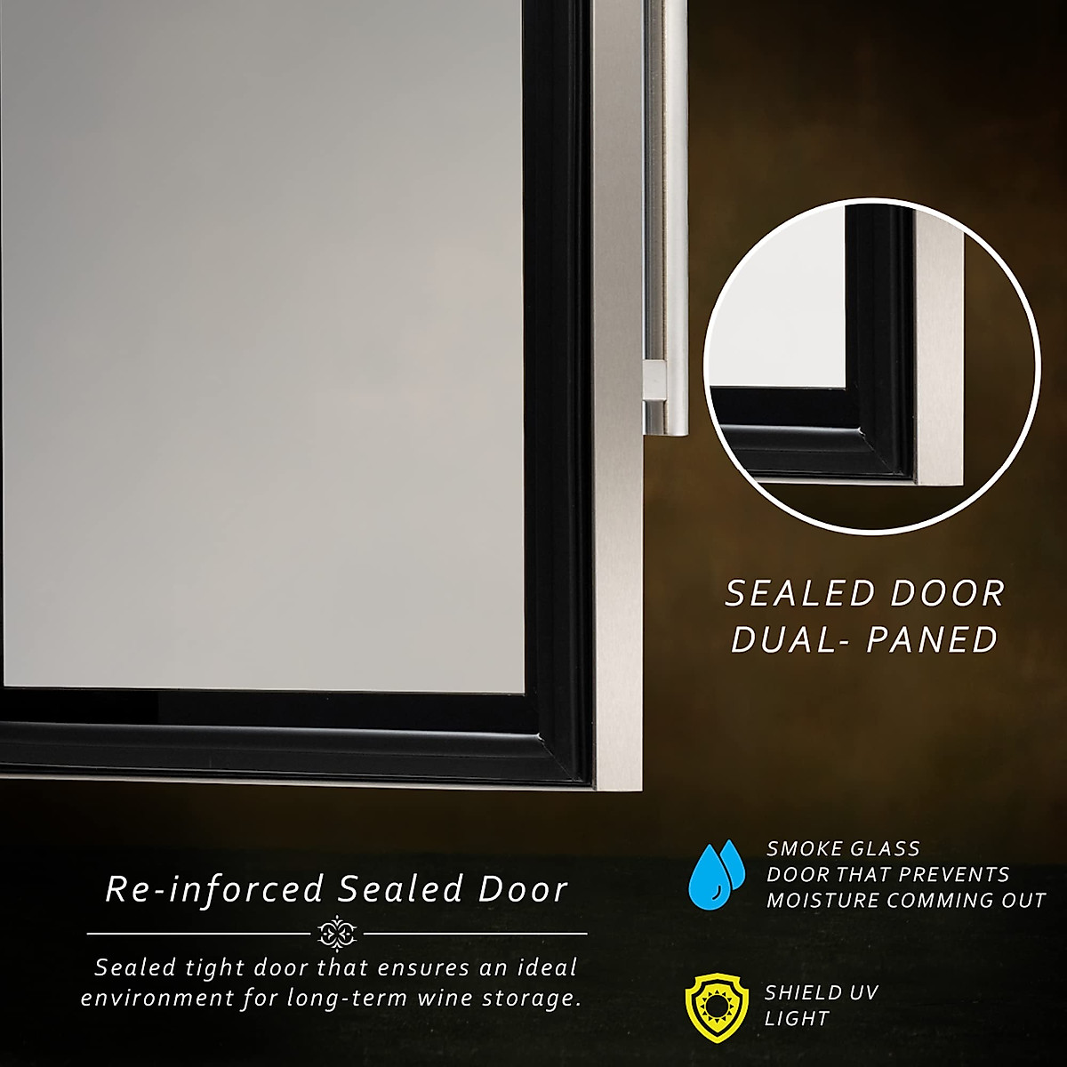 NutriChef PKCWCDS288 Compressor Cooler Refrigerator Cooling System | Large Freestanding Wine Cellar Fridge For Red White Champagne or Sparkling, Glass Door, 28 Bottle Dual Zone-Stainless Steel