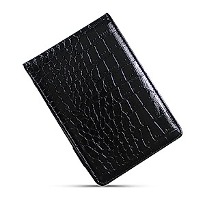 Scott Edward Golf Scorecard Cover Leather Scorecard Holder Statistic and Score Tracking Waterproof Soft Thick (Black Texture)
