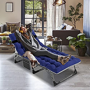 ABORON 2 Pack Chaise Lounges 4-Gear Patio Chairs Adjustable Foldable Portable Beach Poolside Sunbathing Chaises…