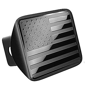 American Flag Hitch Cover- Metal USA Flag Trailer Hitch Cover - Patriotic Flag Plug Hitch Cover(Fits 2" Receivers, Black)