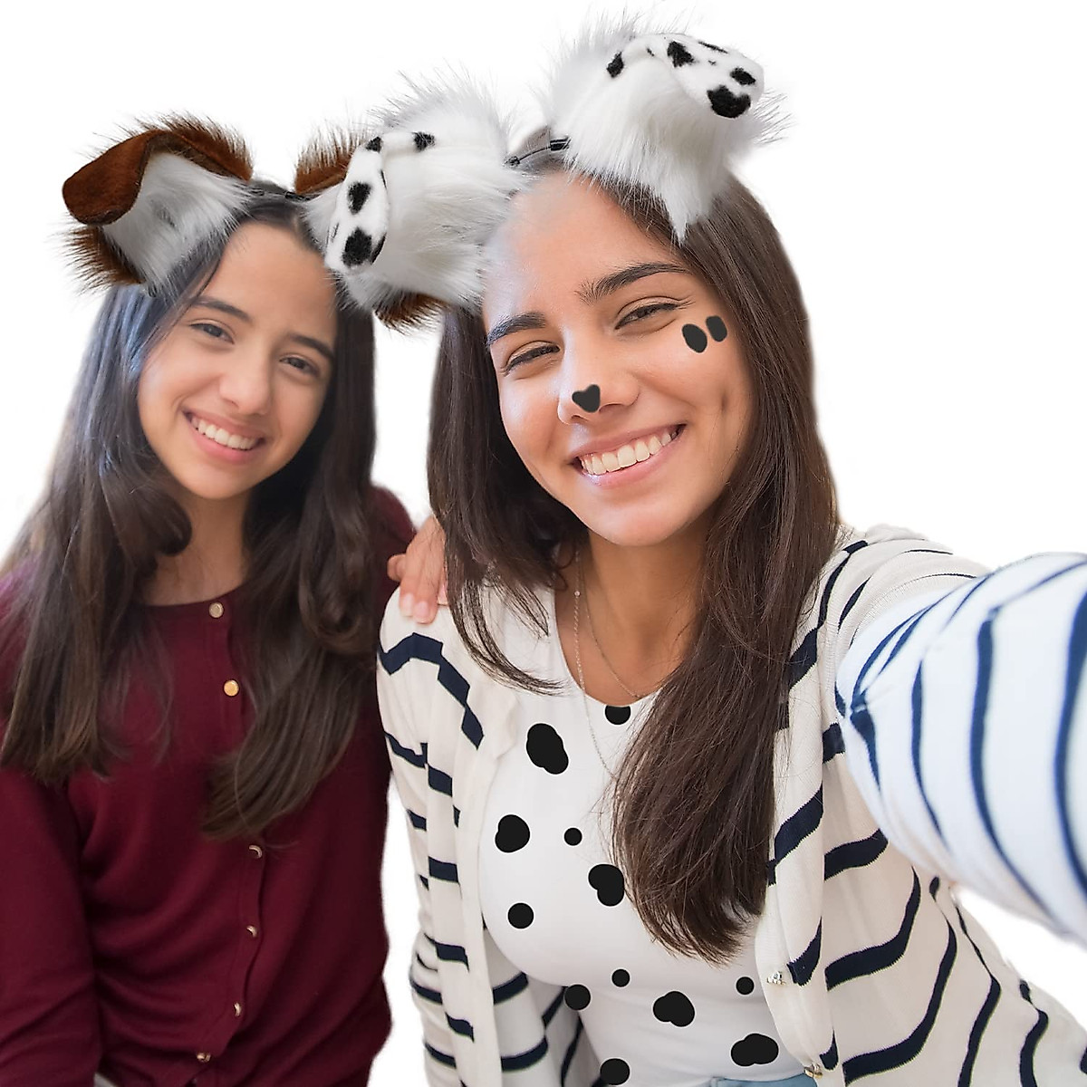 Focupaja Spotted Dog Anime Cosplay Puppy Fur Headband Doggy Ears Hairband Animal Ear Headress Hair Accessories for Halloween, Christmas, Costume Party
