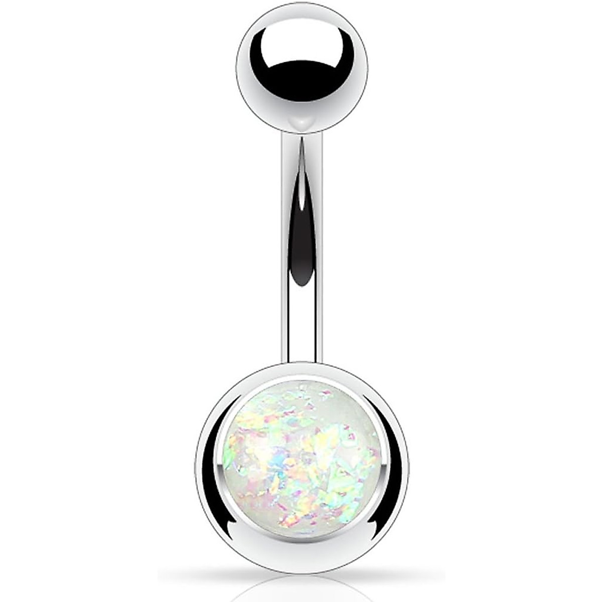 FIFTH CUE 14G Opal Glitter Set 316L Surgical Steel Belly Button Rings