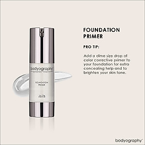 BODYOGRAPHY - Foundation Primer (Clear): Flawless Anti-Aging Salon Makeup Primer w/Vitamin E, A, Jojoba, Grapeseed Oil | Control Shine | Gluten-Free, Cruelty-Free, 1 oz.