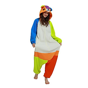 Adult Onesie Bear Halloween Costume Hooded One Piece Pajamas Sleepwear Small