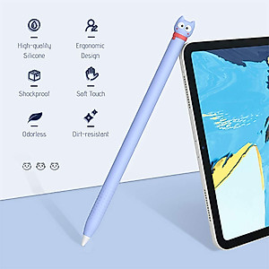 Case for Apple Pencil 2nd Generation Case Soft Silicone Sleeve Cute Cat Design Holder Protective Cover Accessories Compatible with iPad Pencil 2nd Gen Plus Nib Cover (Black)