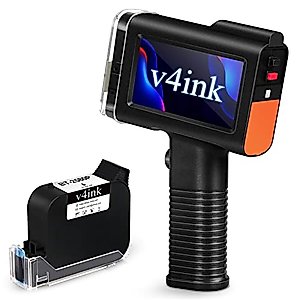 v4ink BENTSAI Portable Handheld Inkjet Printer BT-HH6105B3 with 4.3 Inch LED Touch Screen Quick-Drying Coding Machine Print Height 0.09-0.5’’ for Variable Barcode QRCode Text Date Logo Picture