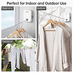 Mbillion Retractable Clothesline Indoor Outdoor,Heavy Duty Clothes Drying Laundry Line Retracting Hanging Clothes Line with Lock to Prevent Sagging White