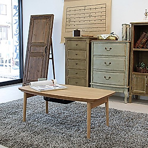 AZUMAYA Kotatsu Heater Folding Legs Table W36.0 x D20.0 x H14.5 Inches Natural Oak and Rubber Wood Material Home and Living Natural Oak Wooden Color ELFI-901OAK