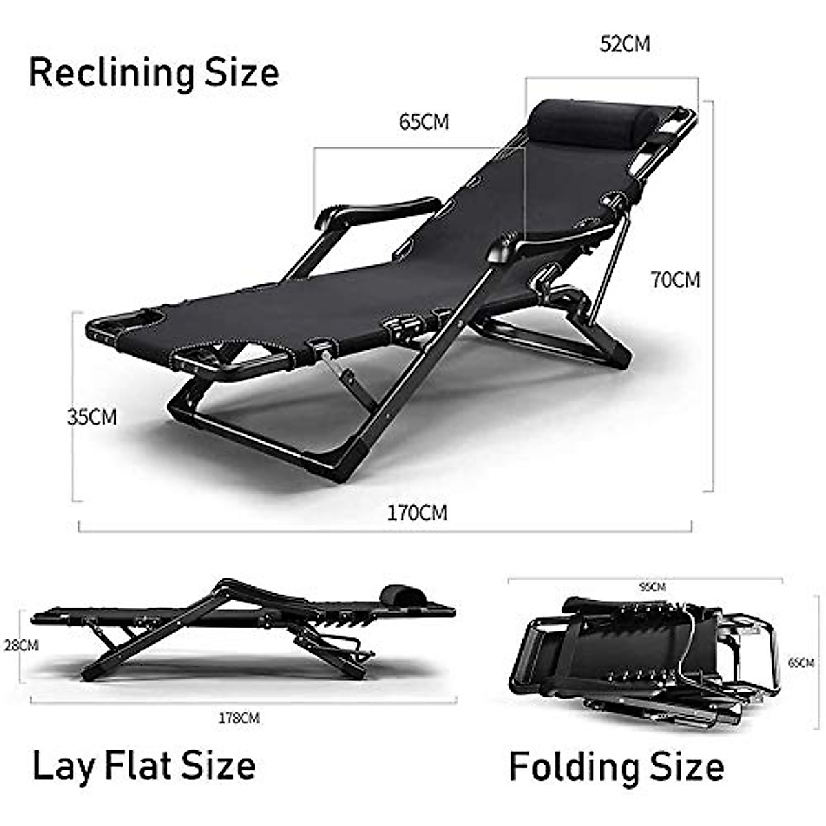 ガードレール Recliners Folding Zero Gravity Chairs Sun Lounger Oversized Recliner Patio Beach Poolside