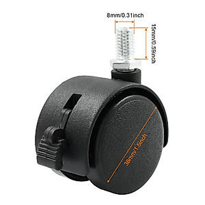 Moicstiy 4 Pack 1.5 Inch Caster Wheel Replacement, M8 Office Chair Caster Wheel, Universal Standard Size Furniture Wheel with Locking Braking Threaded Screw for Computer Gaming Chair Sofa