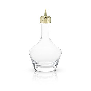 Viski Belmont Bitters Glass Bottle Bar Tool, Accessory, with Dasher Top, Gold