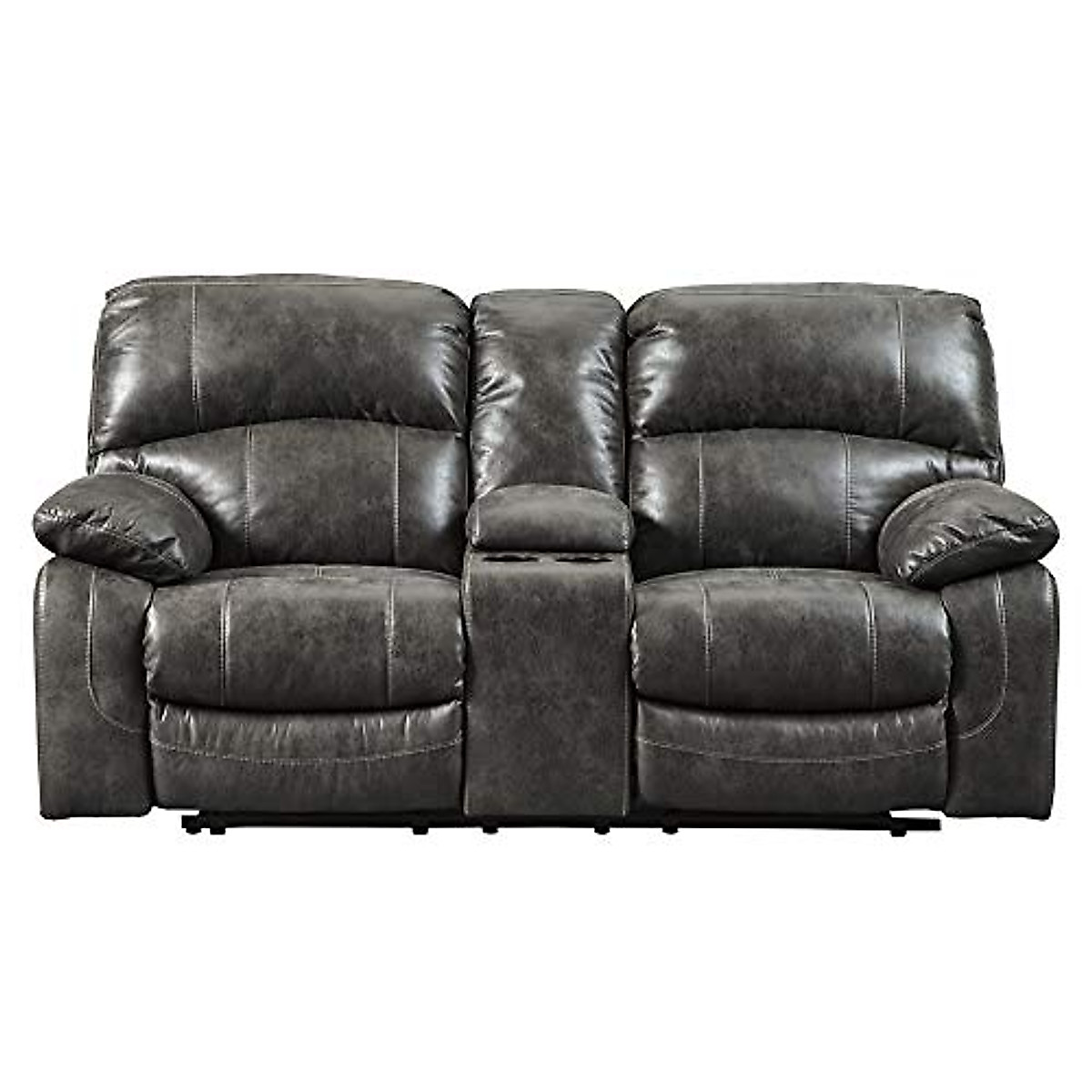 Signature Design by Ashley Dunwell Adjustable Power Reclining Loveseat with USB Charging, Gray