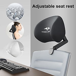 LEAQU Office Chair Headrest Attachment Universal,Adjustable Height Angle Chair Headrest Attachment,Ergonomic Head Neck Pillow,Soft Headrest Cushion Attachable Headrest for Office Chair Black