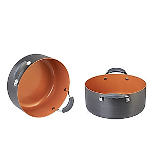 Servappetit 5 qt. Dutch Oven Copper Nonstick, 13" Diameter with Handles, 7.5" with Lid Top