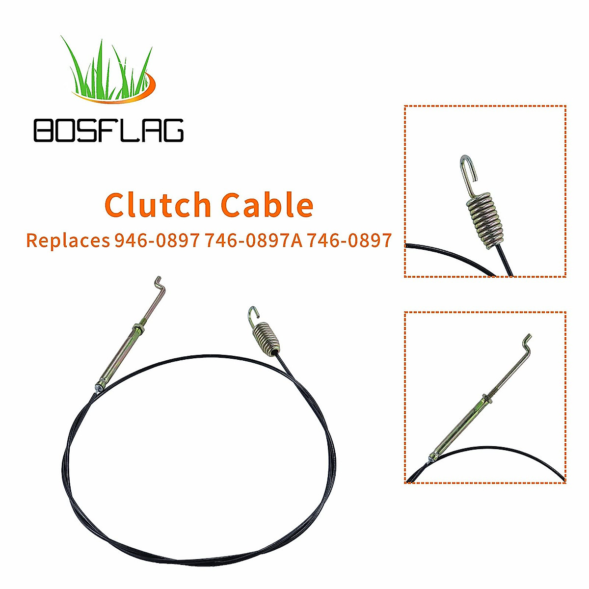 BOSFLAG 2 Pack 946-0897 Auger Clutch Cable Replaces MTD 946-0897 Auger Cable, 946 0897, 9460897, MTD 746-0897, 746 0897, 7460897, 746-0897A, 746 0897A for MTD SB855, SB550, SB750, SB630 Snowblowers