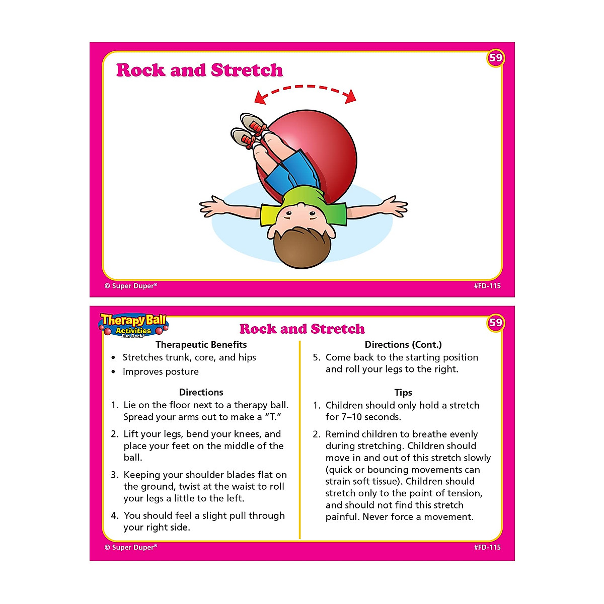 Super Duper Publications | Therapy Ball Activities Fun Deck | Upper Body and Core Strength Flash Cards | Educational Learning Materials for Children