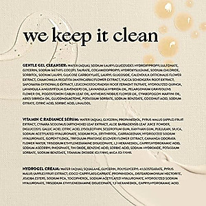 Honest Beauty The Icons Skincare Trio | Mini Hydrogel Cream, Gentle Gel Cleanser, Vitamin C Radiance Serum | EWG Verified, Vegan + Cruelty Free