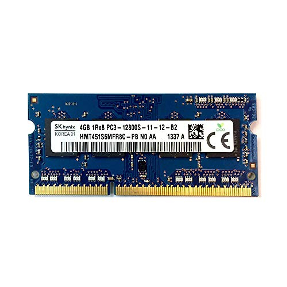 Hynix 4GB DDR3 1600MHz PC3-12800 204-Pin Non-ECC Unbuffered CL11 SoDIMM Single Rank Laptop Memory HMT451S6MFR8C-PB