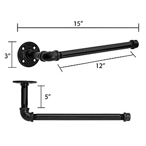 Industrial Black Paper Towel Holder | Wall Mount or Under Cabinet Mounted Design | Perfect Way to Add Rustic Appeal to Kitchen Decor by Piping Hot