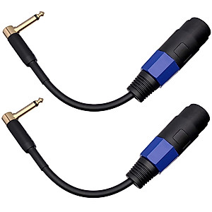 CESS-144 Speakon Female Connector to 1/4" Male TS Speaker Cable - Speak-on Jack to 1/4 TS Plug (Right-Angle Plug)