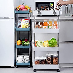QUANJJ Kitchen Trolley 3/4 Tier Bedroom Snacks Cart Bathroom Storage Rack with Wheels Househlod Standing Shelf (Color : E, Size : 1pcs)