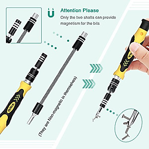 ORIA Precision Screwdriver Kit, 60 in 1 with 56 Bits Screwdriver Set, Magnetic Driver Kit with Flexible Shaft, Extension Rod for Mobile Phone, Smartphone, Game Console, Tablet, PC, Yellow