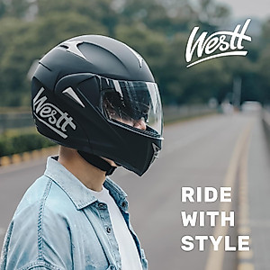 Westt Motorcycle Helmets Modular Motorcycle Helmet for Adults Motorbike Helmet ATV Helmet with Dual Visor for Men & Women Full Face Helmet Flip Up Motorcycle Helmet DOT Approved