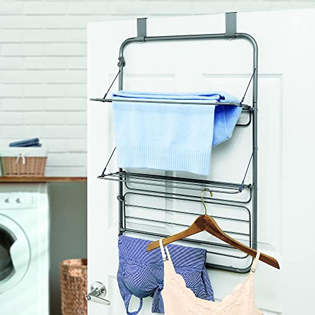 neatfreak 3-Tier Chrome Over-The-Door Drying Rack Home & Closet Organization, Metallic