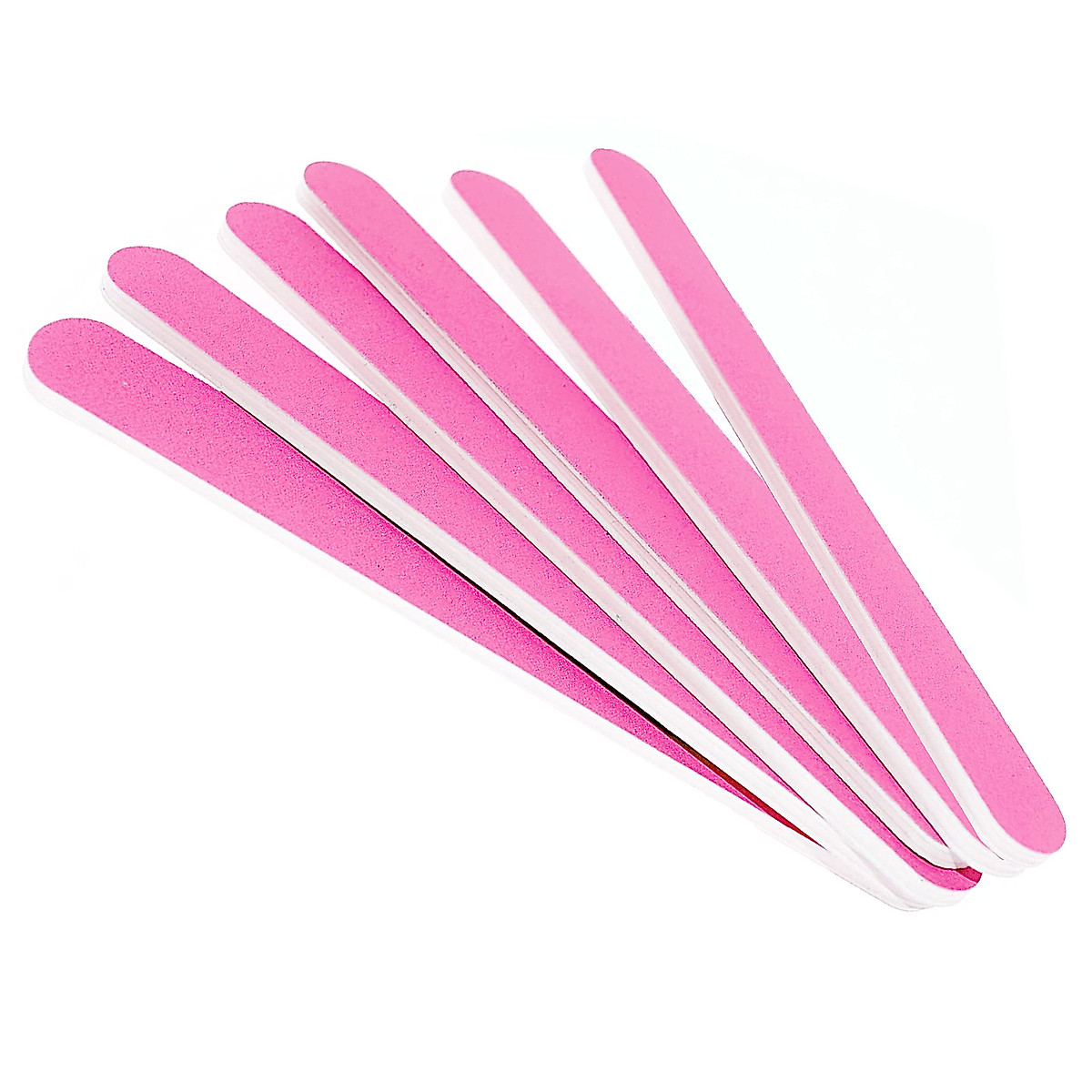 6 Pc Pro Double Sided Manicure Nail File Emery Boards Fine Grit Salon Tool Pink Variable