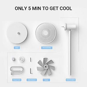 Smartmi Outdoor Pedestal Fan 2S, Standing Fans for Bedroom, Cordless Outdoor Fans for Patio with 100 Speed Options, Portable, Smart, Quiet, 40°Tilt, 120°Oscillating Fan Outdoor Home Office with Timer, 38in