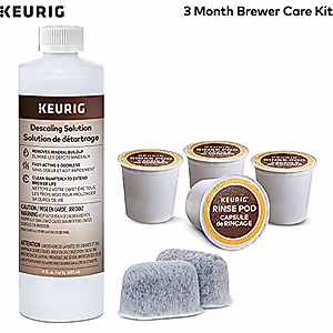Keurig K-Elite Coffee Maker, Single Serve K-Cup Pod Coffee Brewer & 3-Month Brewer Maintenance Kit Includes Descaling Solution, Water Filter Cartridges & Rinse Pods, Compatible Classic/1.0