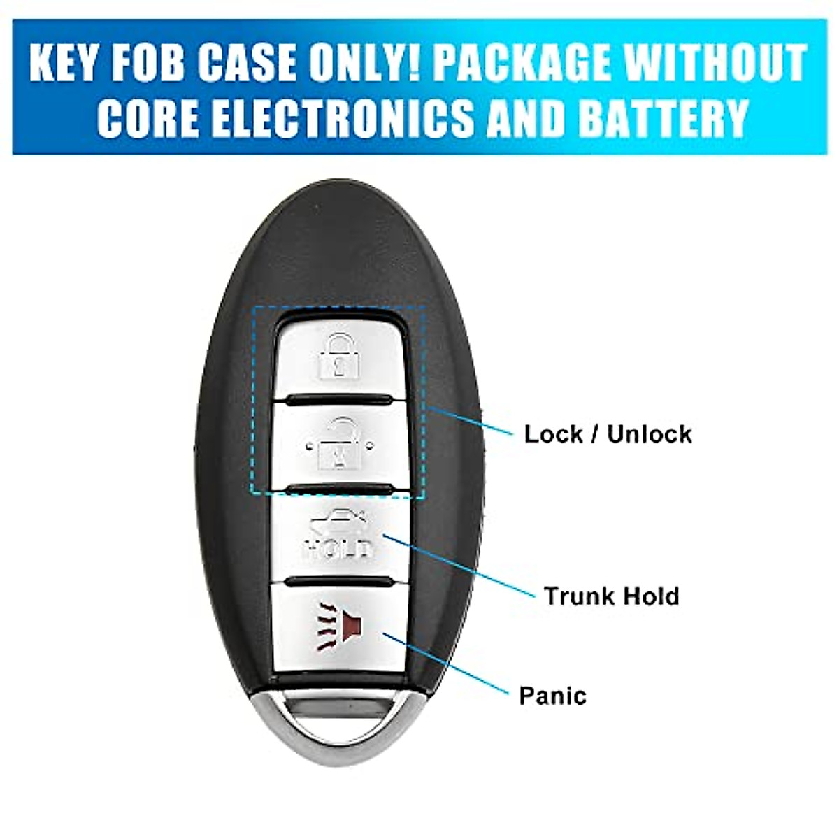 uxcell 4 Buttons Uncut Insert Key Fob Remote Control Case Shell Replacement KR55WK48903 for Nissan Altima 2007-2012 Maxima 2010-2014
