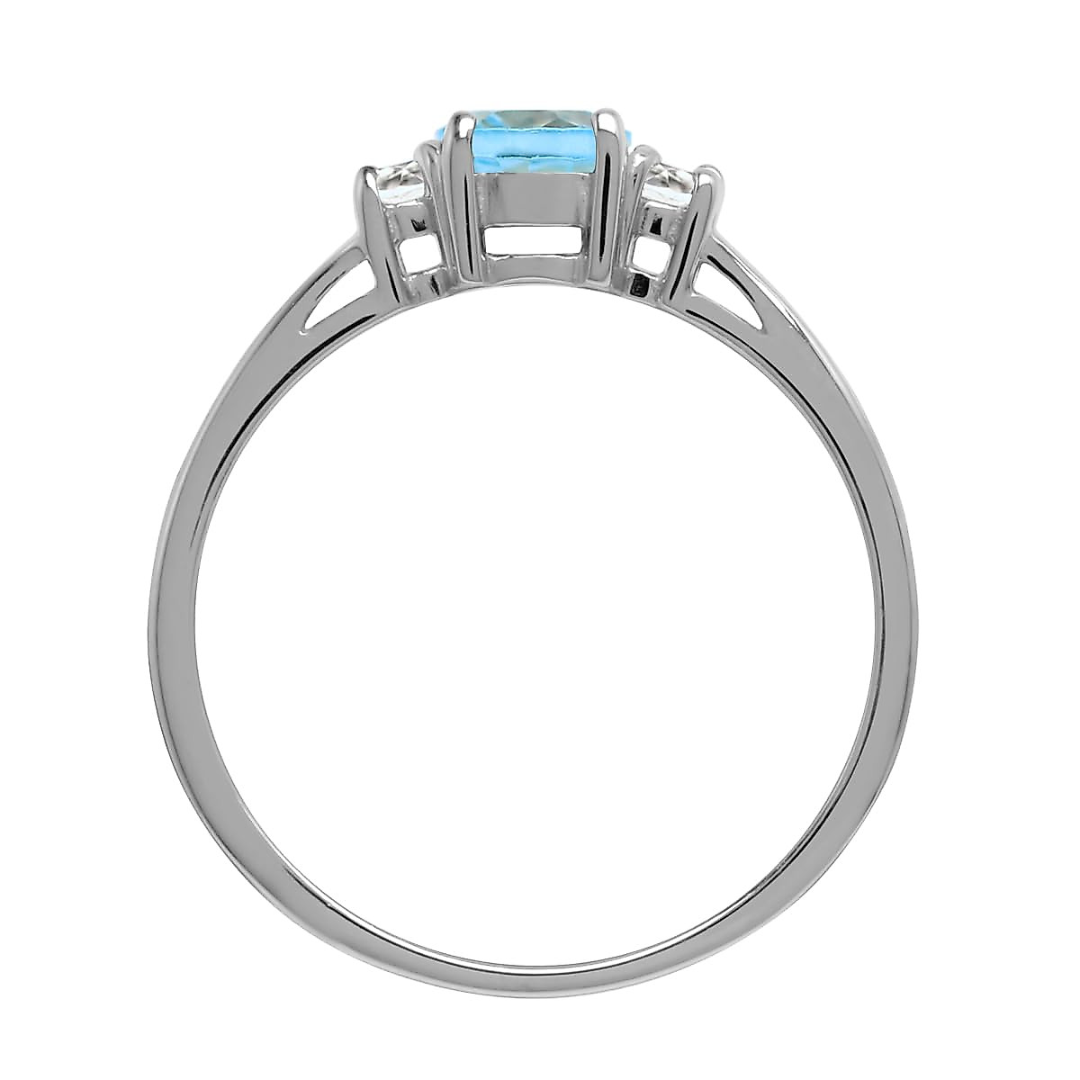 Silvershake Petite Genuine Swiss Blue Topaz White Gold Plated 925 Sterling Silver Promise Ring Size 5.5