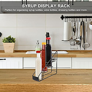 DOITOOL Syrup Bottle Rack Desktop Stainless Steel Wire Bottle Holder Rack Countertop Display Stand Wine Rack Holder for Home kitchen Coffee Shop Cafe Black Coffee Syrup Organizer