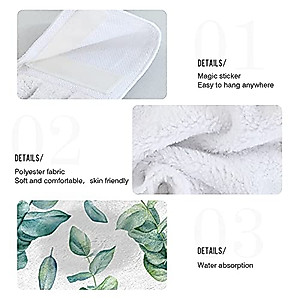 Green Eucalyptus Leaf Tropical Plant Hanging Kitchen Towels 2 Pieces Absorbent Tie Towel Dish Cloth Soft Hand Towel Tea Bar Towels for Bathroom Restroom Home Decor
