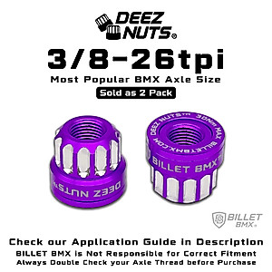 BILLET BMX™ Deez Nuts™ 12 Point Bike Axle Nuts 3/8"-26 tpi (2 Pack) 3/8"-26tpi Purple