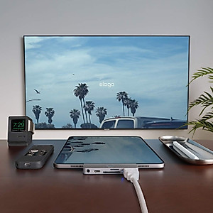 elago Aluminum Type-C Pocket Pro Hub Adapter for iPad/iPad Pro/Other USB-C Devices [4K HDMI, USB-C PD Charging, 3.5mm Audio Jack, SD and Micro SD Slot] (Silver)