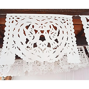 5 Pk Mexican Plastic Banners, 75 ft Long White Mexican Wedding Garlands, Perfect for Rehearsals, Bridal Shower, Photo Booth Backdrop, Engagement Party, Wedding Backdrop Banner B41