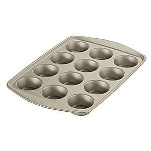 Rachael Ray Nonstick Bakeware Set without Grips includes Nonstick Baking Pan with Lid and Muffin Pan / Cupcake Pan - 3 Piece, Silver
