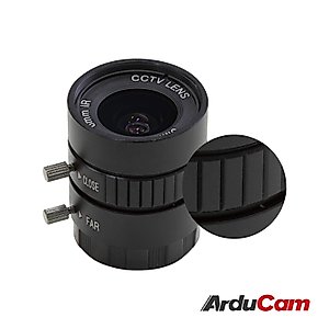 Arducam CS-Mount Lens Bundle for Pi HQ Camera, 6mm Focal Length Wide Angle CS Lens with Portable Tripod Stand and 2ft/60cm Black Camera Cable