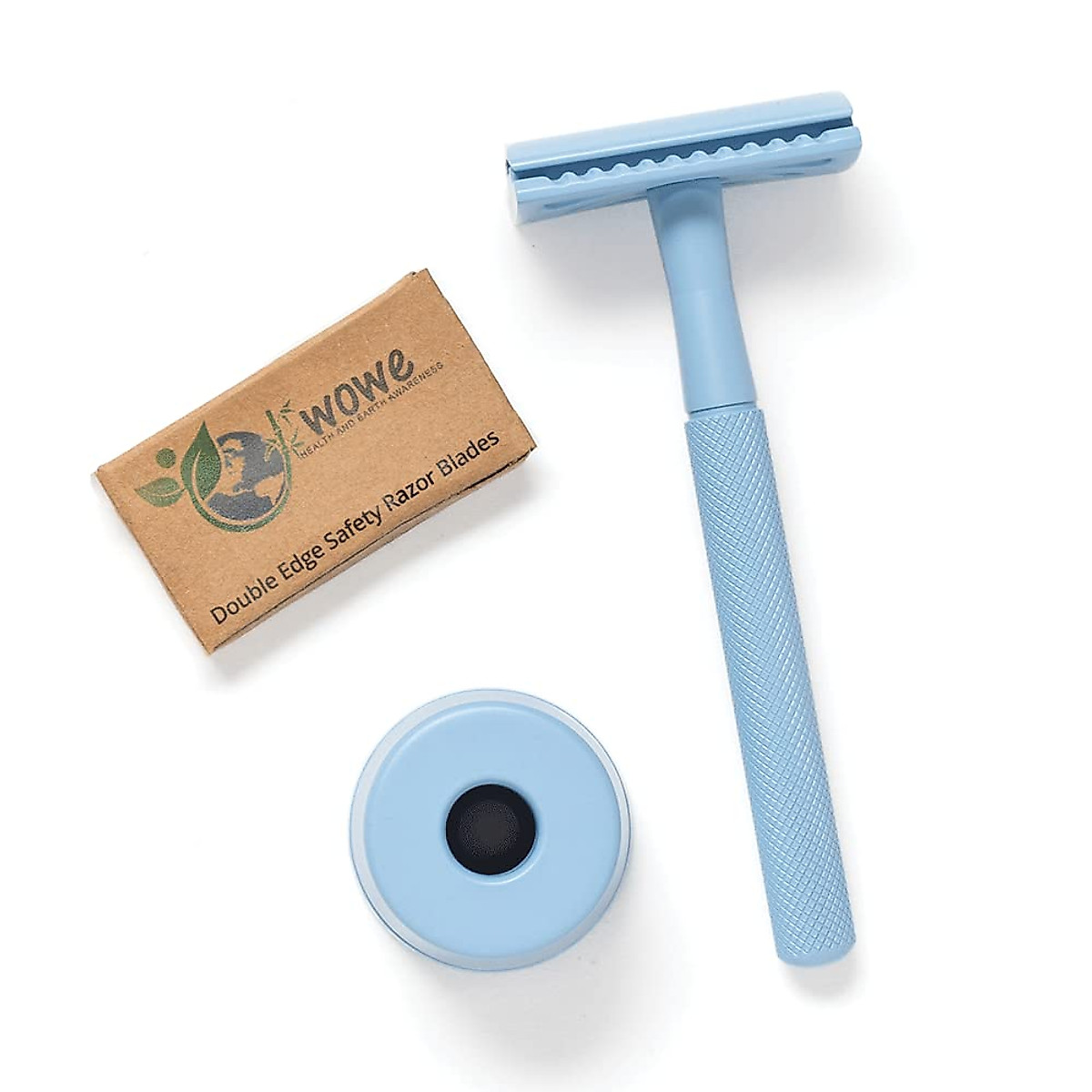 Double Edge Safety Razor with Canvas Travel Case Pouch Men and Women Shaving Hair Grooming Care