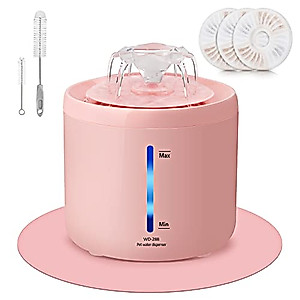 Cat Water Fountains, 67oz/2.0L Pet Water Fountain, Cat Drinking Fountain with Improved Intelligence Water Pump, Kitty Water Fountains Water Bowl for Cats, Cat Water Dispenser with LED and 3 Filters