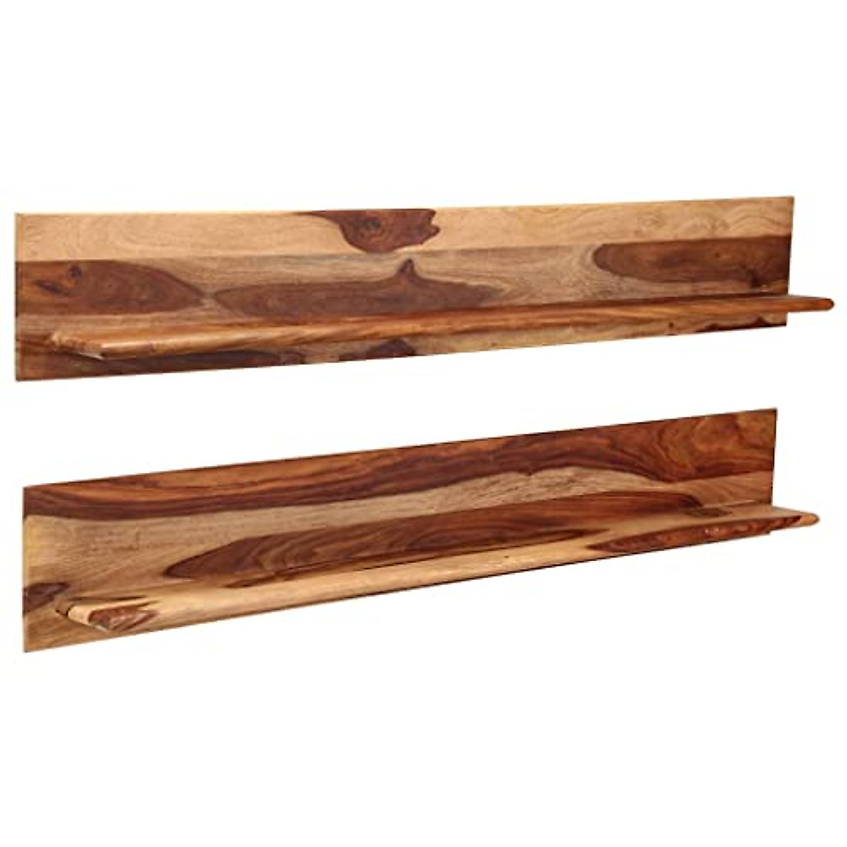 vidaXL 2X Solid Sheesham Wood Wall Shelves Heavy Duty Natural Grain Floating Storage Rack Wall-Mounted Shelf Plank66.5