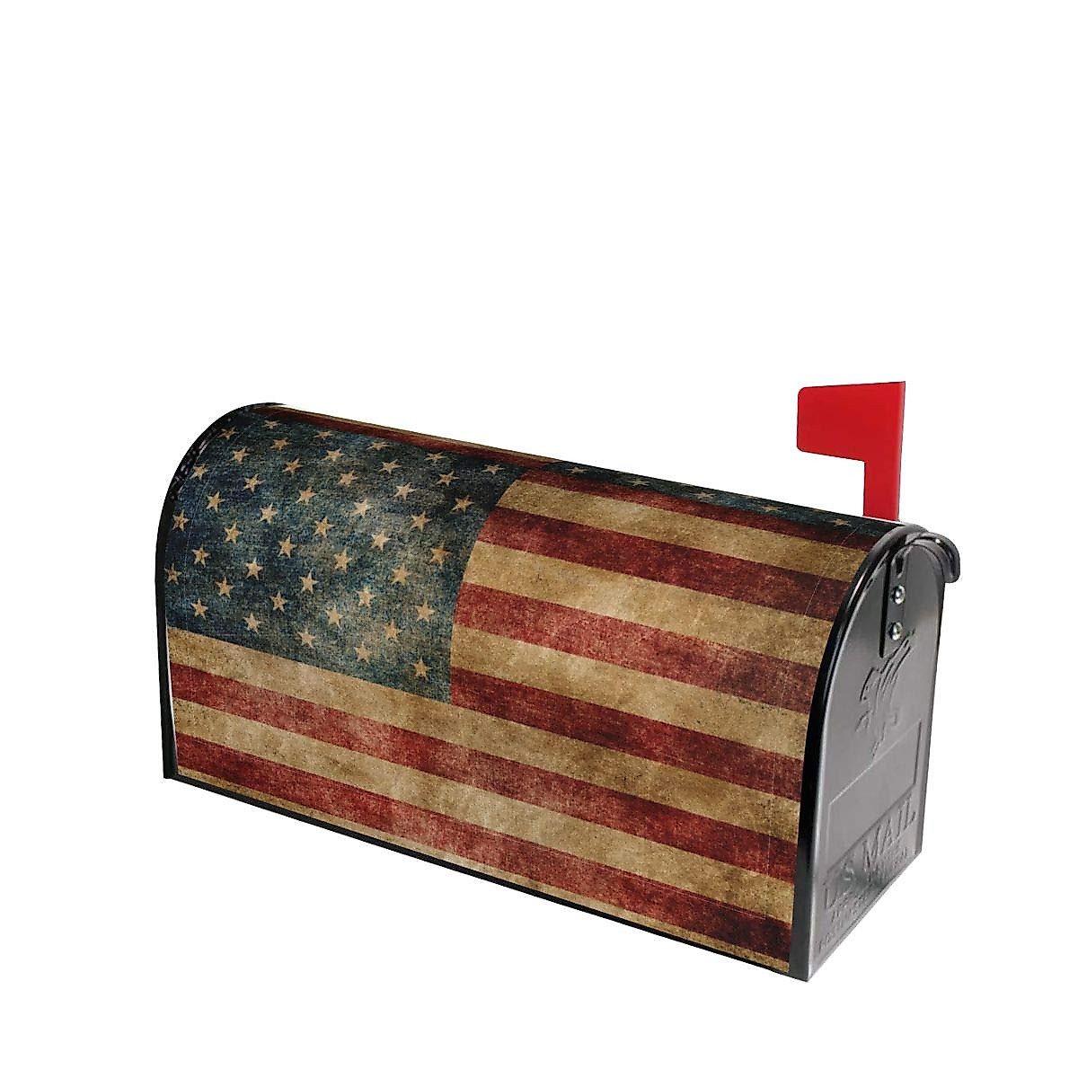 Mount Hour Retro American Flag Mailbox Covers Magnetic Post Box Cover Wraps Standard Size 21x18 Inches for Garden Yard Decor