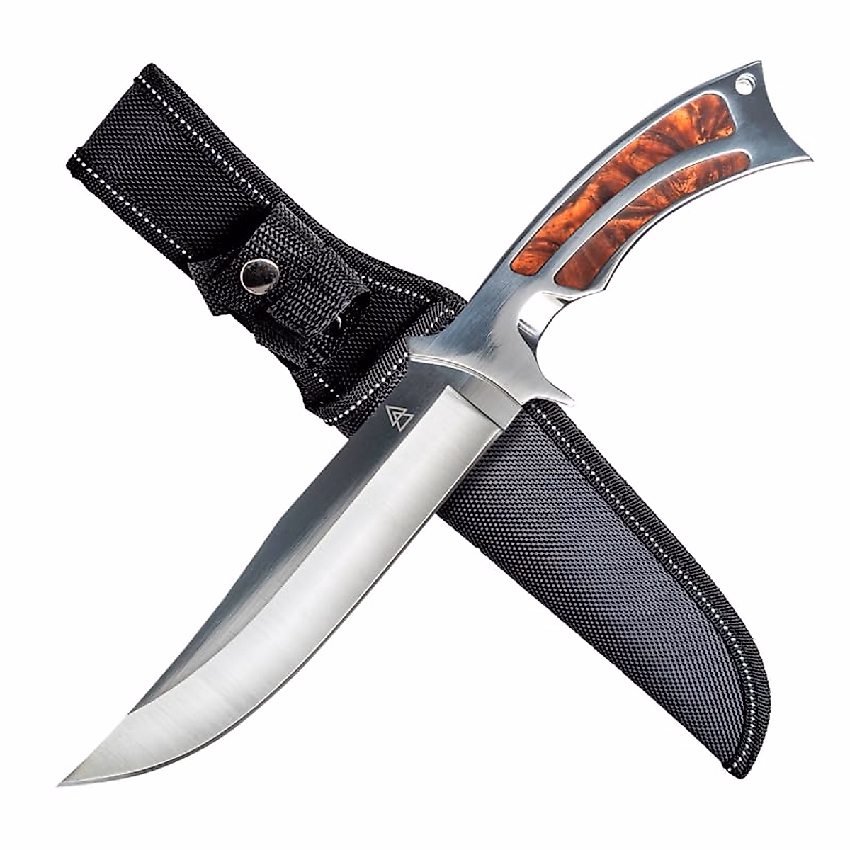 KRATOS Hunting Knife with Nylon Sheath, 10" Fixed Blade Full Tang Knife with 440C Hardened Stainless Steel & Solid Metal Handle for Bushcraft ZF2