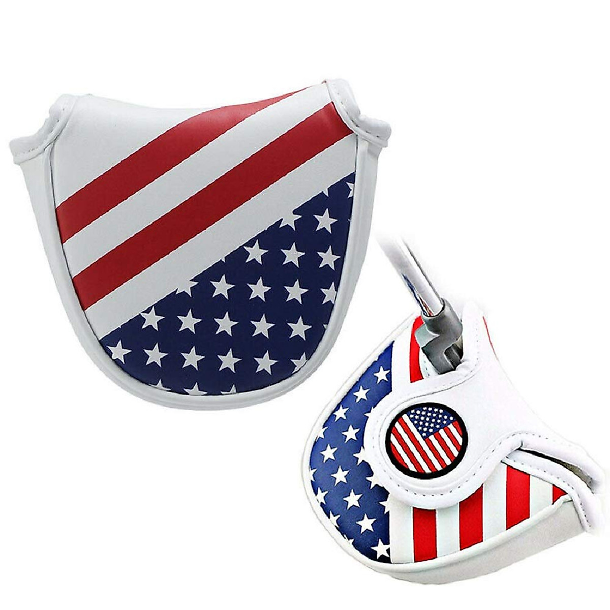 DBYAN US Flag Golf Magnetic Mallet Putter Head Cover for Putters Scotty Cameron, Taylormade, Titleist, Ping and Mizuno