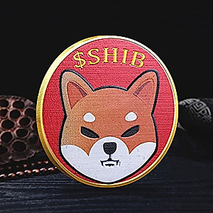 1oz Gold Shibcoin Commemorative Coin Gold Plated Shiba Inu Shib Coin 2021 Limited Edition Collectible Coin with Protective Case and Black Display Case (coin1 redgold+Black case)