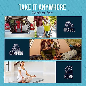 Foamma 3" x 26" x 63" Memory Foam Roll-Up Camping Mattress, CertiPUR-US Certified Foam, Quilted Soft Cover, Made in USA, Portable and Comfortable