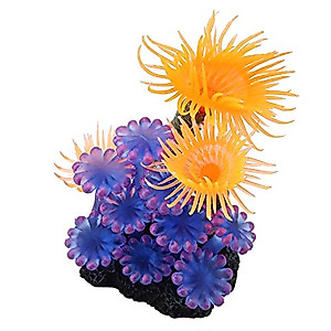 Zerodis Aquarium Simulated Sea Anemone, Lifelike Silicone Fake Coral Ornament Aquarium Decor Floating Ornament