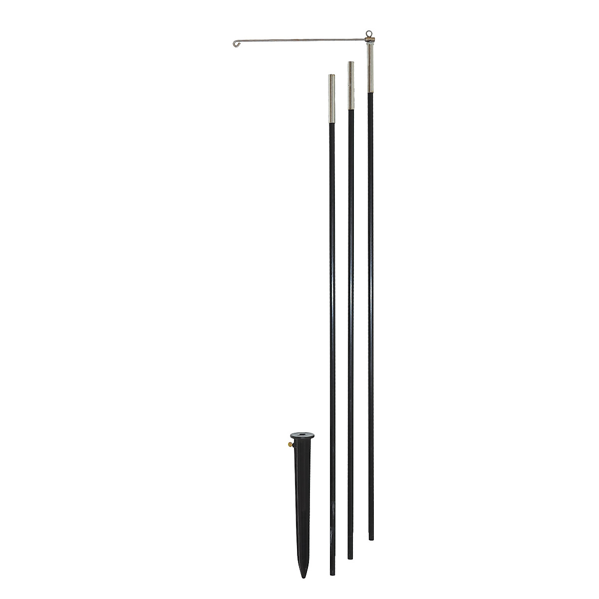 In the Breeze 4878 — 3-Section Heavy Duty 10 Foot Pole - Swiveling Eyelet at Top with Detachable Swiveling Arm - Heavy Duty Ground Stake Included